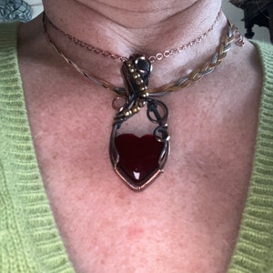 Red Fire Labradorite Pendant Copper Wire Wrapped Pendant Gemstone ...