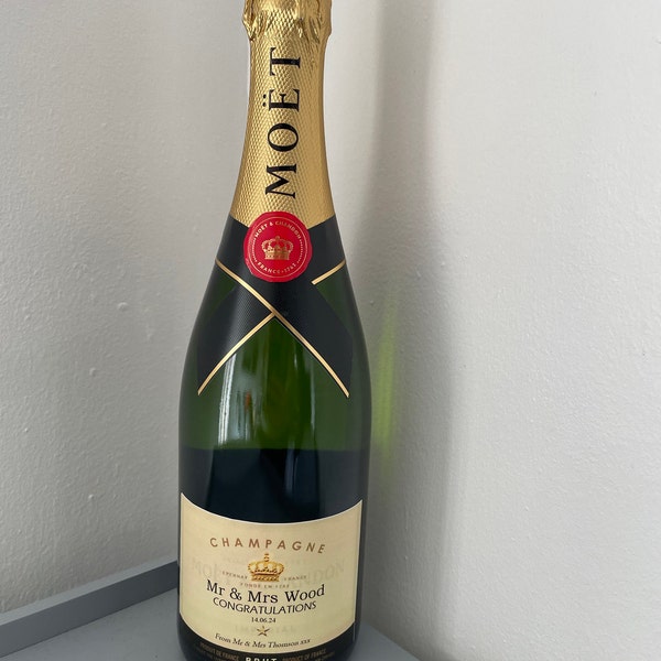 Personalised Champagne Gold Bottle Adult Label Wedding Anniversary ...