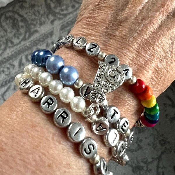 50% Donated to HARRIS 2024, Faux Pearl, Rose Gold Acrylic Letters and ...