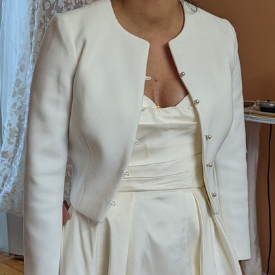 Wedding White Bridal Jacket. Premium Warm Dress Topper for Wedding ...
