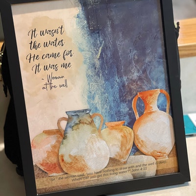 Woman at the Well Gold Christian Wall Art Digital Print Bible Art - Etsy