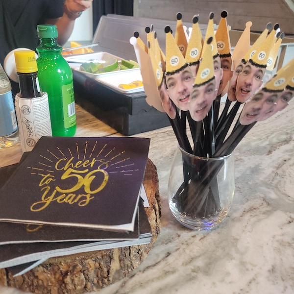 Custom Face Photo Cocktail Drink Stirrer, Adult 30th 21st 35th 40th ...