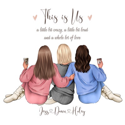 Best Friends Personalized Print, Custom 3 Friend Prints, Three Best ...