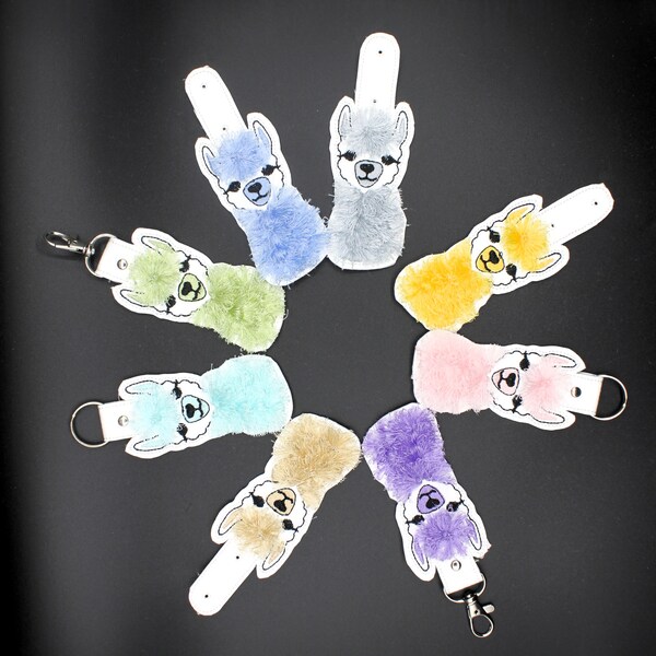 Fringed Llama Key Fob Snap Tab in the Hoop Machine Embroidery Designs ...