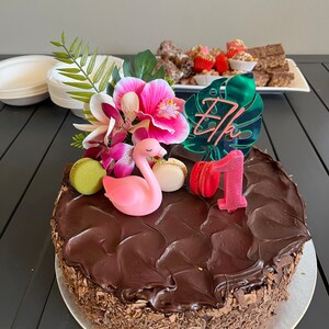 Wedding Cake Topper Anthurium Pink Orchid 4 Piece Tropical Cake Flowers ...