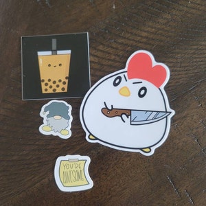 Chicken With a Knife Sticker - Etsy