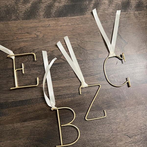 Wire Initial Ornament. Personalized Ornament. Stocking Tag. Letter Ornament. Christmas Initial ...