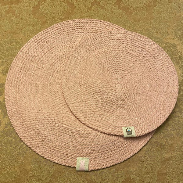 Light Pink Rope Coasters With Gold Heart Tag, Candle Mat, Extra Large ...