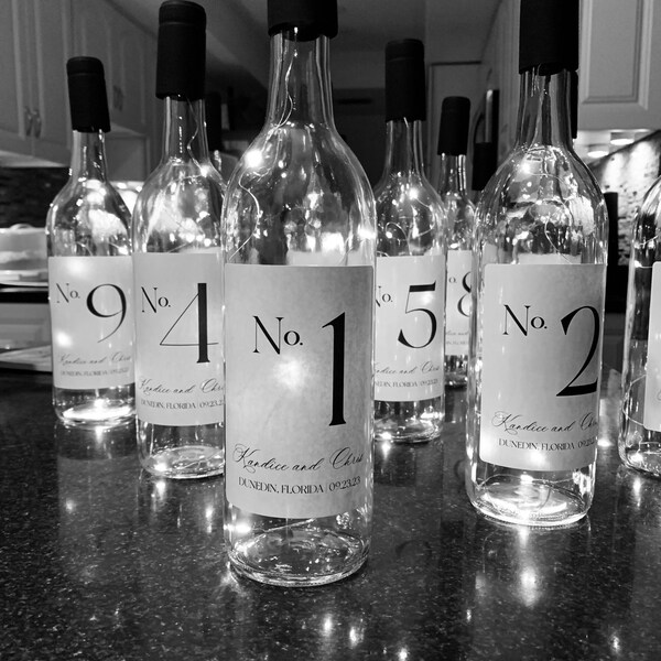 Wine Table Numbers Labels | Kraft or Classic White | Wedding Table ...