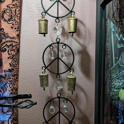 Iron Peace Sign Crystal Wind Chime Sun Catcher - Etsy