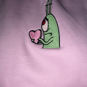 Plankton Heart Embroidered Sweatshirt Love Valentines Day Sweatshirt ...