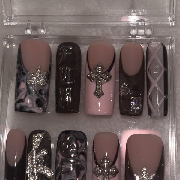 G59 Suicideboys Greyday Pink Camo Corset Marble Press on Nails | Custom ...