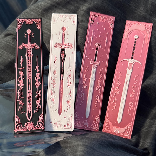Sword Bookmark Set Pink Unique Fantasy Bookmarks Custom Sword Design ...