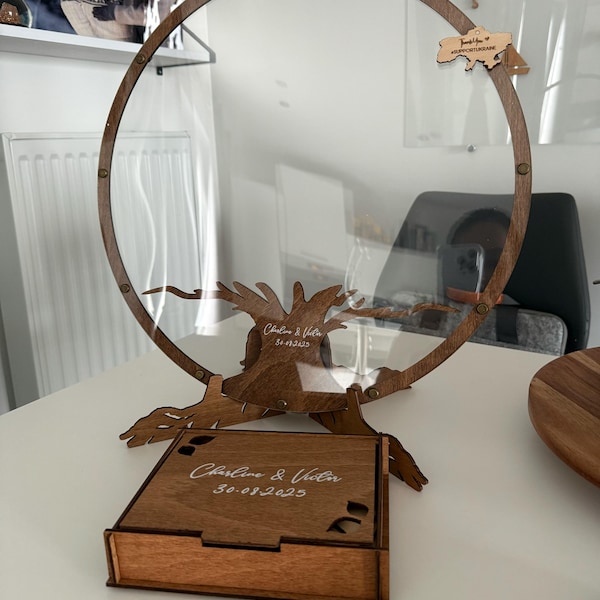 Wedding Card Box, Family Tree Card Box With Slot for Wedding, Rustic ...