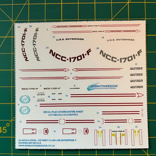 Waterslide Decals for 2500 Scale Luna Class USS Titan - Custom ...