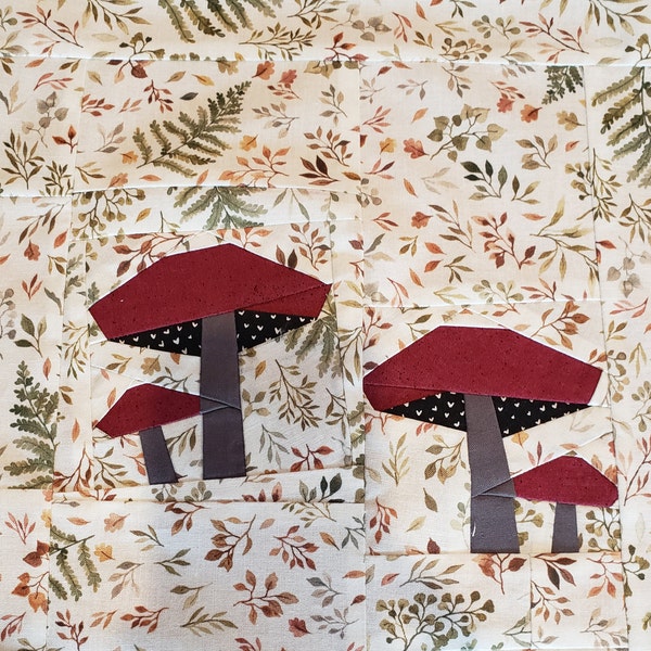 Mushrooms Paper Pieced Quilt Pattern in PDF - Etsy