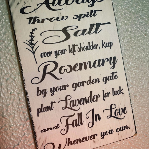Practical Magic Quote Always Throw Spilt Salt Sign Plaque Distressed ...