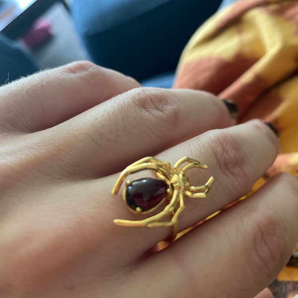 Spider Gemstone Ring - Garnet, Moonstone, Onyx, Stacking Rings, Spider ...