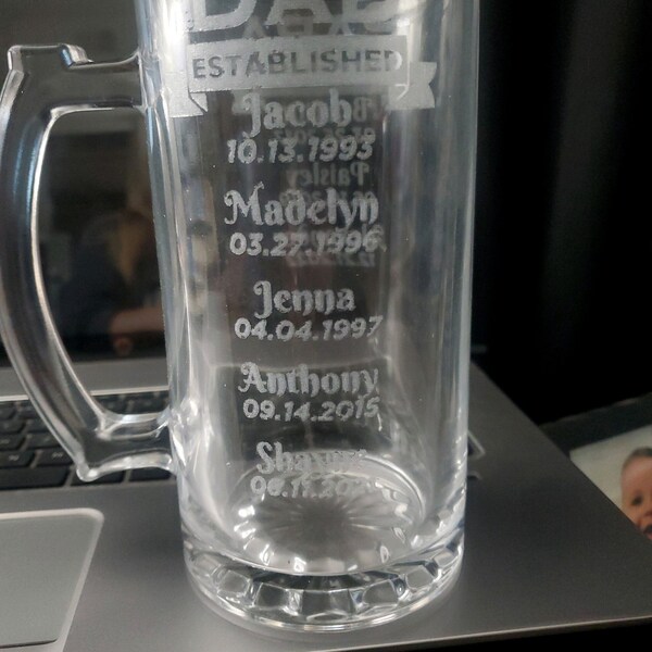 Custom Fathers Day Beer Mug, Engraved Beer Mug, Custom Beer Mug, Jumbo ...