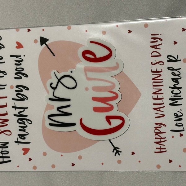 Custom Teacher Valentines Day Sticker + Valentines Gift for Teacher ...