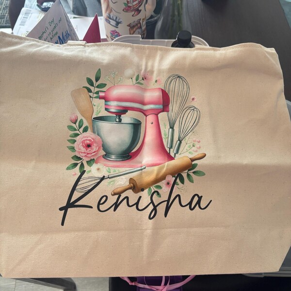 Personalized Baking Tote Bag, Custom Baking Mixer Gift Bags, Customized ...