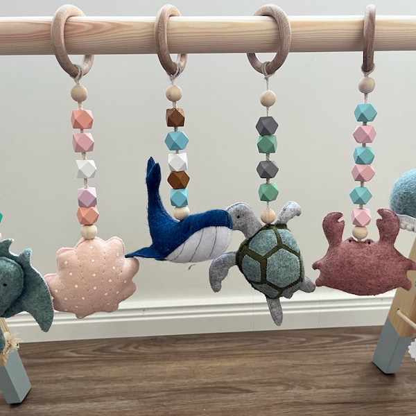 Baby Play Gym Toys Whale Nursery Accessory Montessori Toys Hanging Felt ...