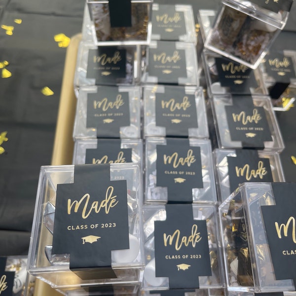 Graduation Party Favor - Clear Cube Candy Favor Boxes - Graduation ...