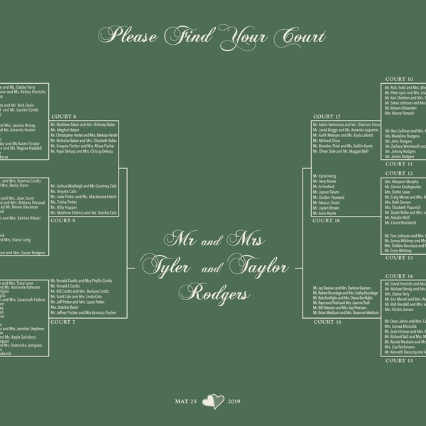 Sport Themed Wedding Seating Chart, Tournament Brackets, Printable File ...