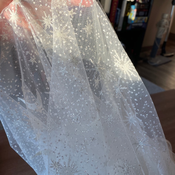 Glitter Moon Lace Fabric Star Soft Mesh Tulle Fabric for Baby Tutu ...