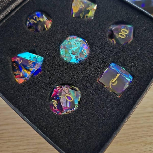 Full Opal Set - Dungeons and Dragon Raised Dice, RPG Game Electroplated ...