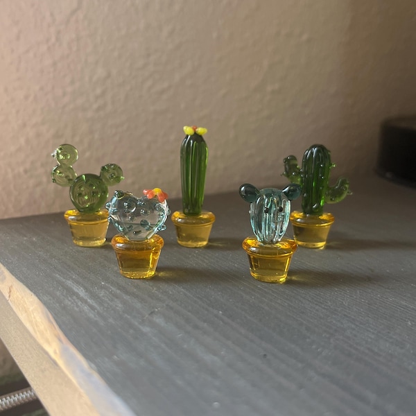 Handmade Fused Glass Cactus Glass Succulents,glass Potted Plants ...