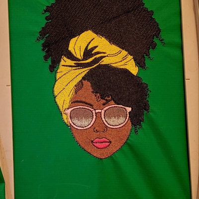 Afro Woman Machine Embroidery Design, Black Girl Embroidery Design ...