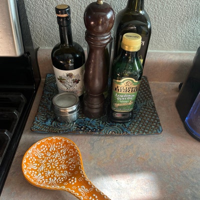 14 Color Ceramic Spoon Rest, Handmade Pottery, Spoon Rest, Kitchen ...