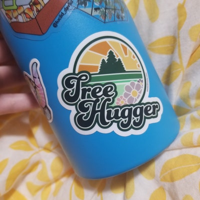 Tree Hugger Sticker, Retro Sticker for Tree Lovers, Environmental ...