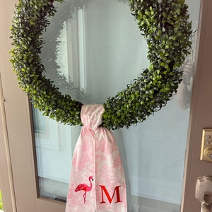 Cardinal Red Toile Holiday Wreath Sash for Front Door, Custom Monogram ...