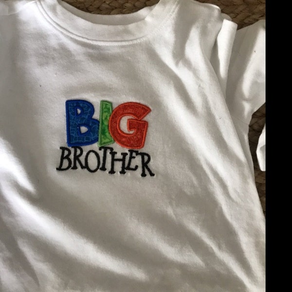 Big Brother Block Applique - Small- Instant Download -digital Machine ...