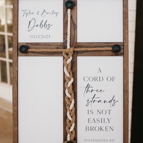 A Cord of Three Strands Unity Ceremony Idea Cross Braid Wedding Signage ...