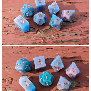 Heaven's Light, 7 Piece Polyhedral Dice Set, Sharp Edge Dice, Handmade ...