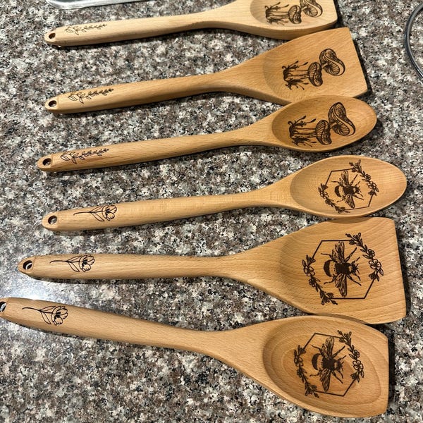 Bumble Bee Beechwood Engraved Kitchen Utensils - Etsy