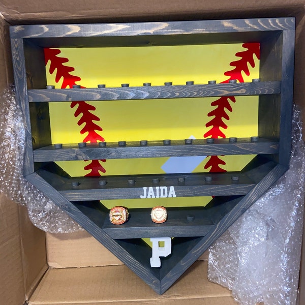 Softball and Ring Display, Home Run Ball and Ring Holder, Softball ...