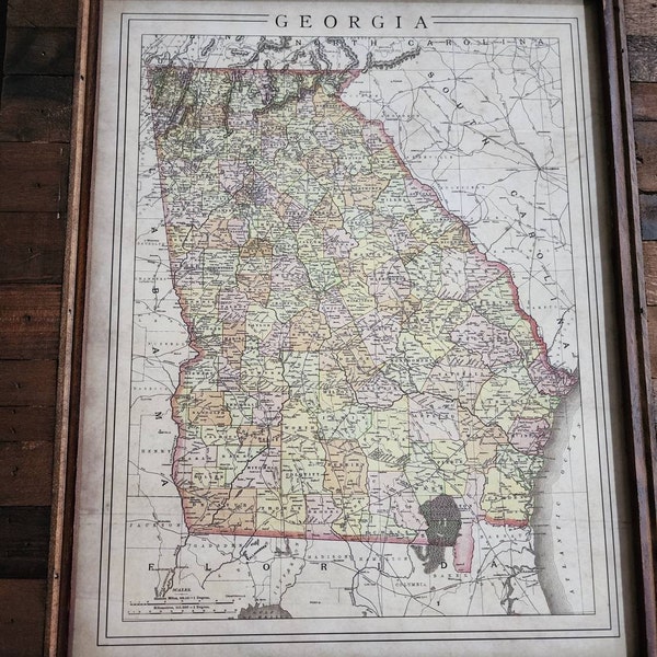 1897 Georgia Map Print, Vintage Map Art, Antique Map, Old Map, Atlanta ...