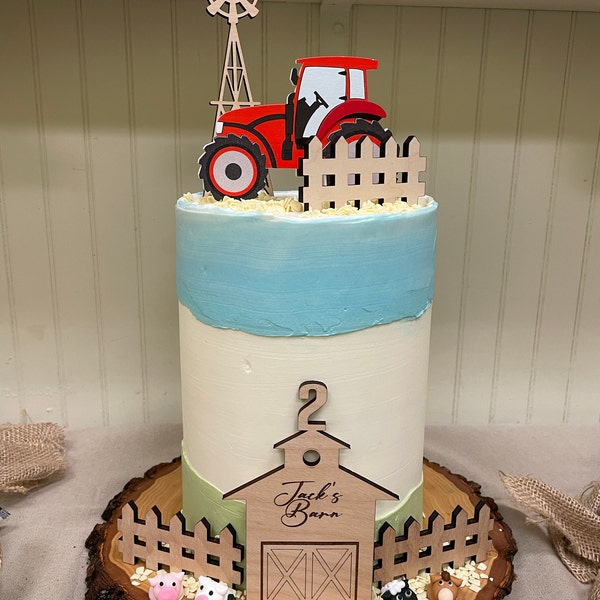 Farm Cake Topper, Barnyard Cake Topper, Farm Party Decor, Barn Cake ...