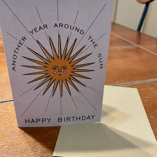 Happy Birthday Sun Mustard Yellow Greetings Card. A6 - Etsy