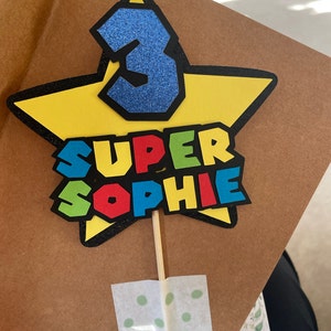 Super Mario Inspired Personalised Cake Topper, Name Birthday Cake ...
