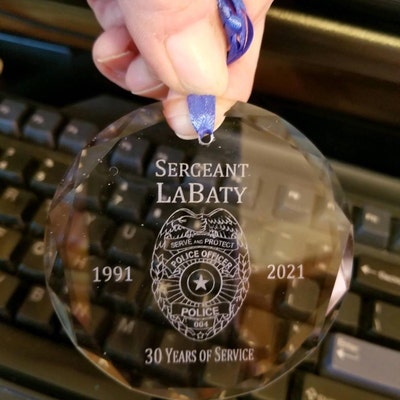 Personalized Police Retirement Crystal Ornament Years of Service Police ...