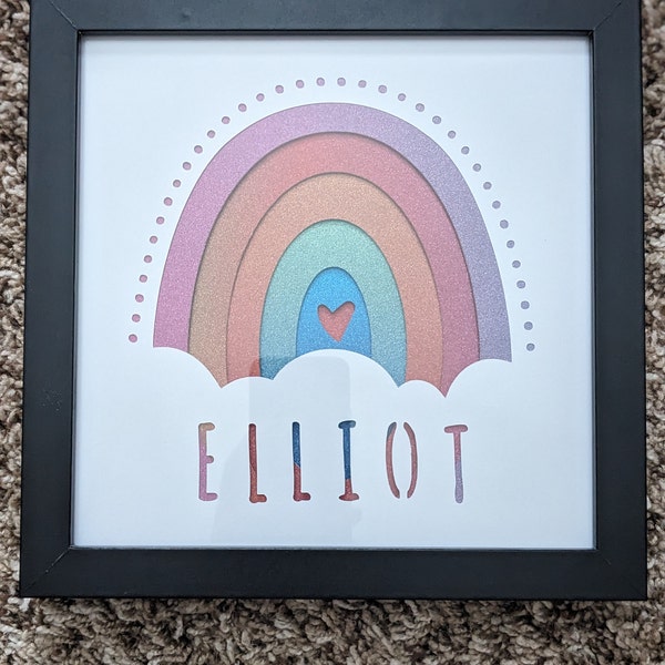 3D Custom Name Shadow Box, Boho Rainbow Svg, Layered Paper Art, Files ...