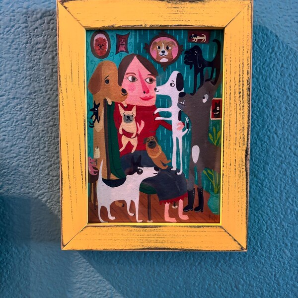 White Dog Playing Banjo Art Print Whimsical Americana Folk Bluegrass ...