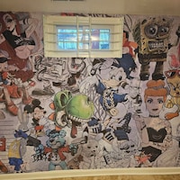Graffiti Cartoon Wallpaper & Wall Art Mural Graffiti Characters Cartoon ...