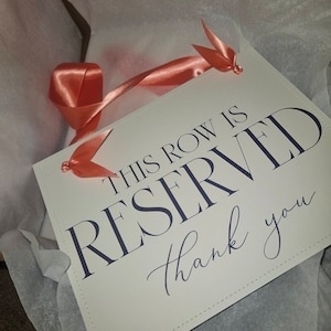 2 Reserved Signs for Wedding Chairs or Church Pews this Row is Reserved ...