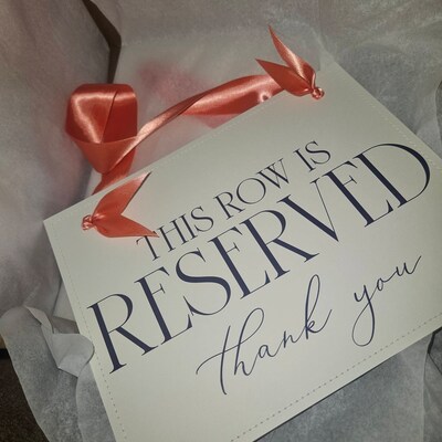 2 Reserved Signs for Wedding Chairs or Church Pews this Row is Reserved ...